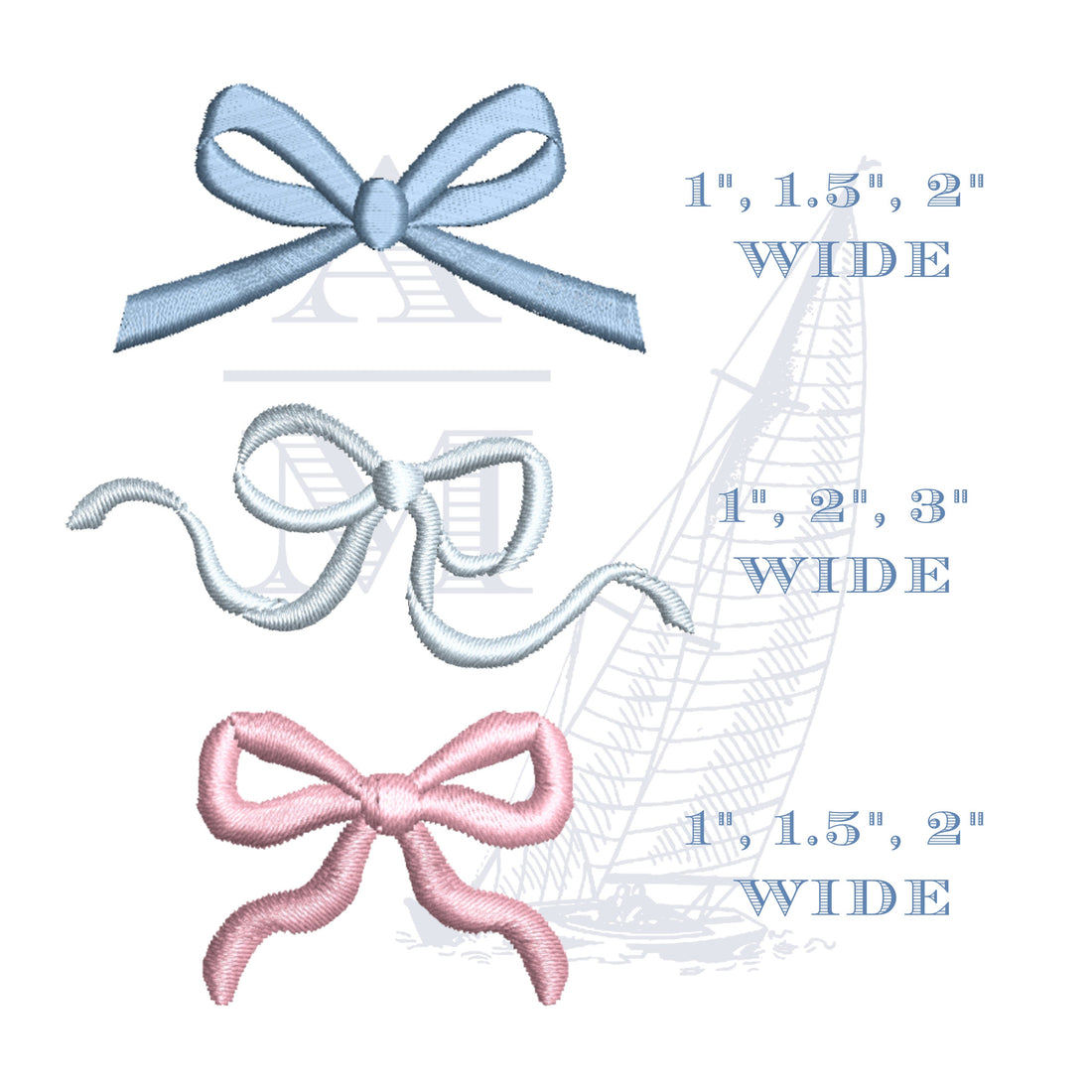 Mini Bow Embroidery Design Set of 3 Styles, Machine Embroidery File wi ...